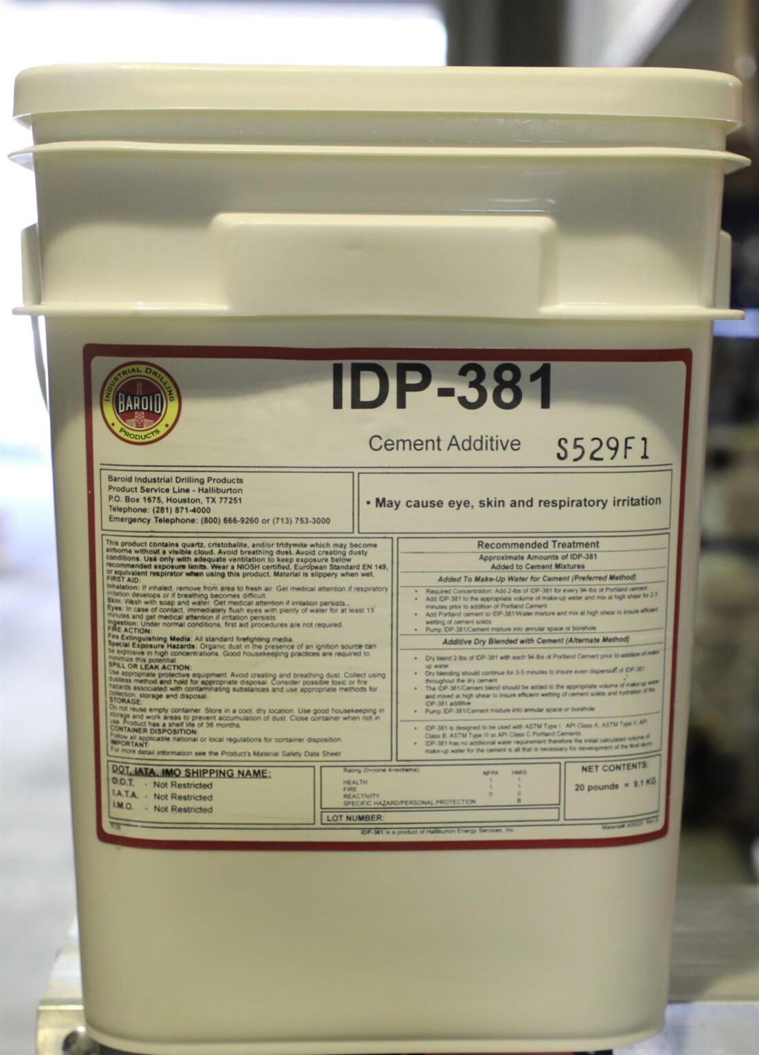 IDP381 Cement Additive 20lb Pail - Drillers World Australia
